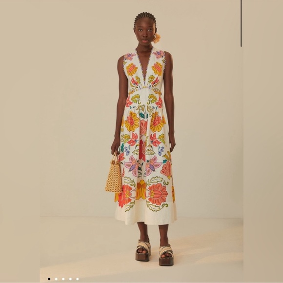 FARM Rio | Dresses | Farm Rio Offwhite Floral Insects Premium Linen ...